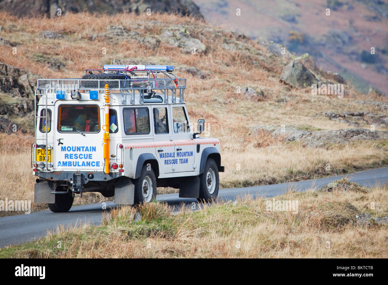 Wasdale Mountain Rescue Team vehicle in the Lake District National Park ...