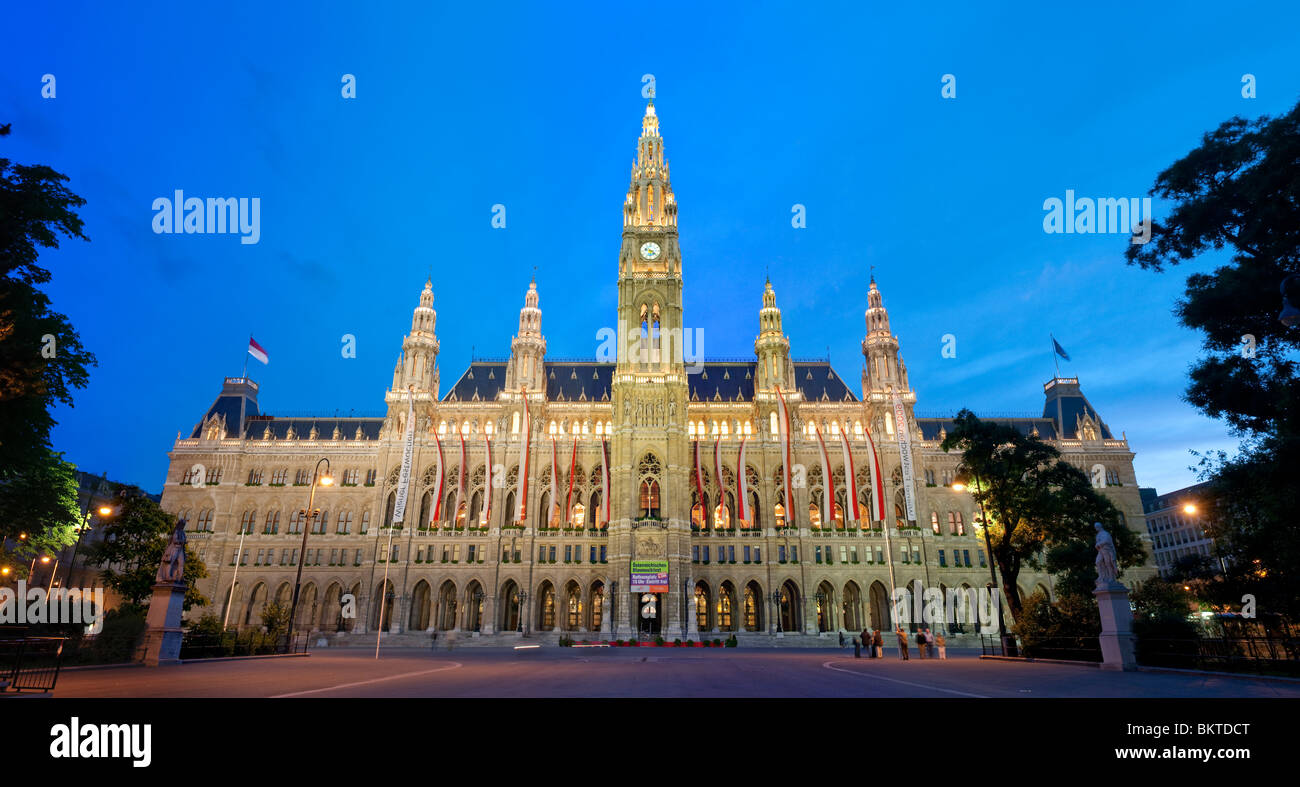 VIENNA, Austria - Panoramic shot of Vienna's imposing Rathaus (City ...