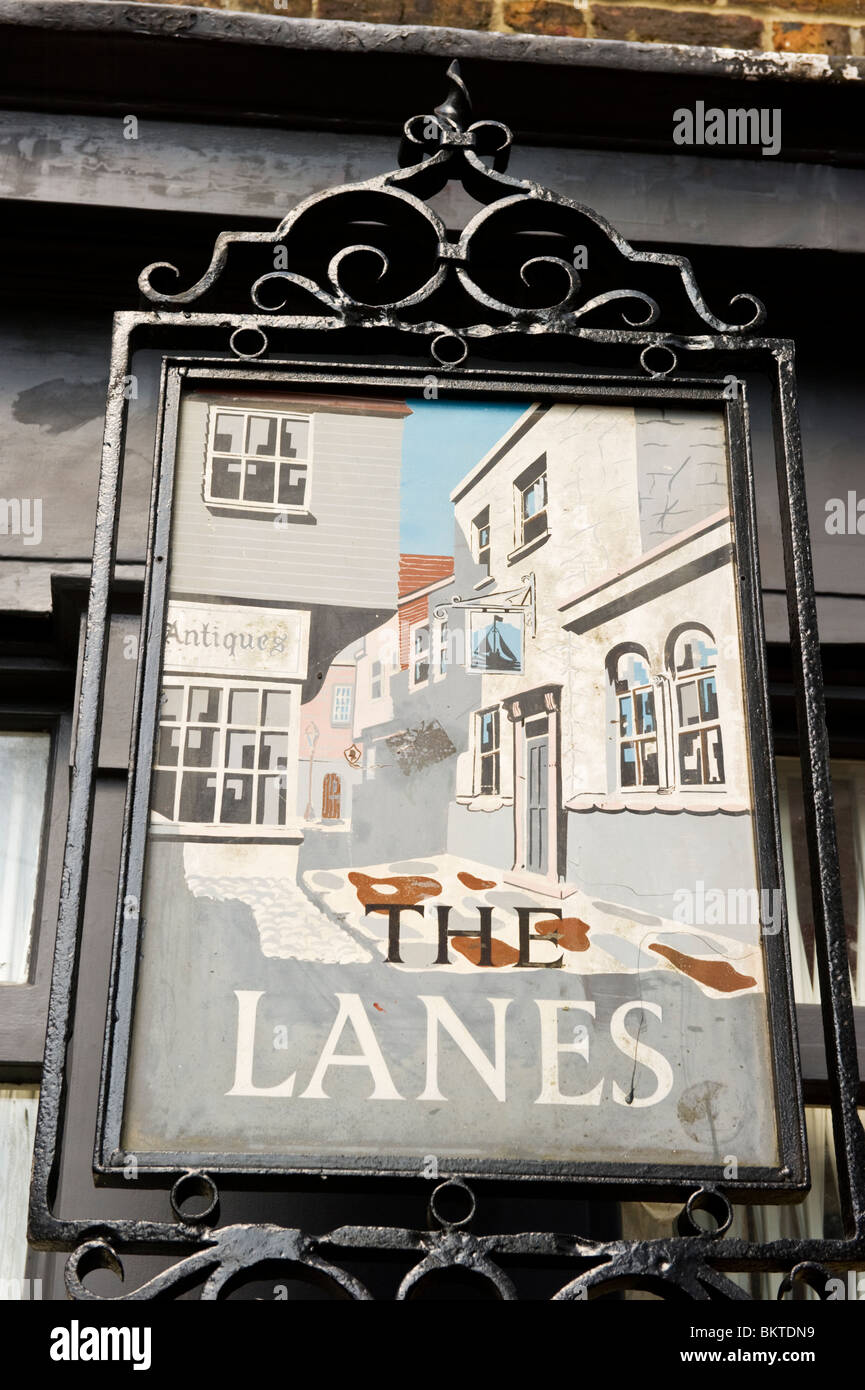 Sign within a wrought iron frame at the entrance to the Lanes shopping ...