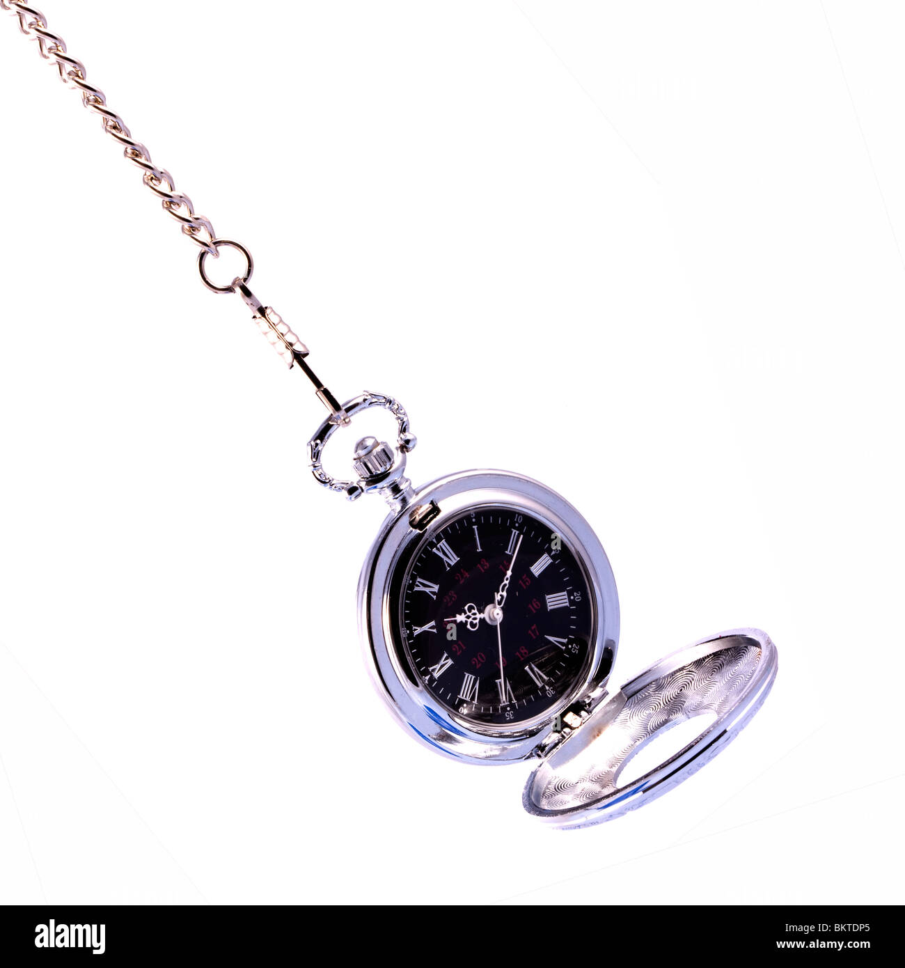Silver Pocket Watch with chain on white background Stock Photo - Alamy