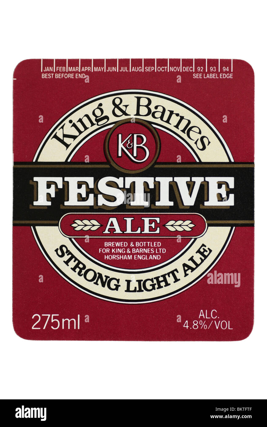 King & Barnes Festive Ale bottle label circa 1992 - 1994 Stock Photo ...