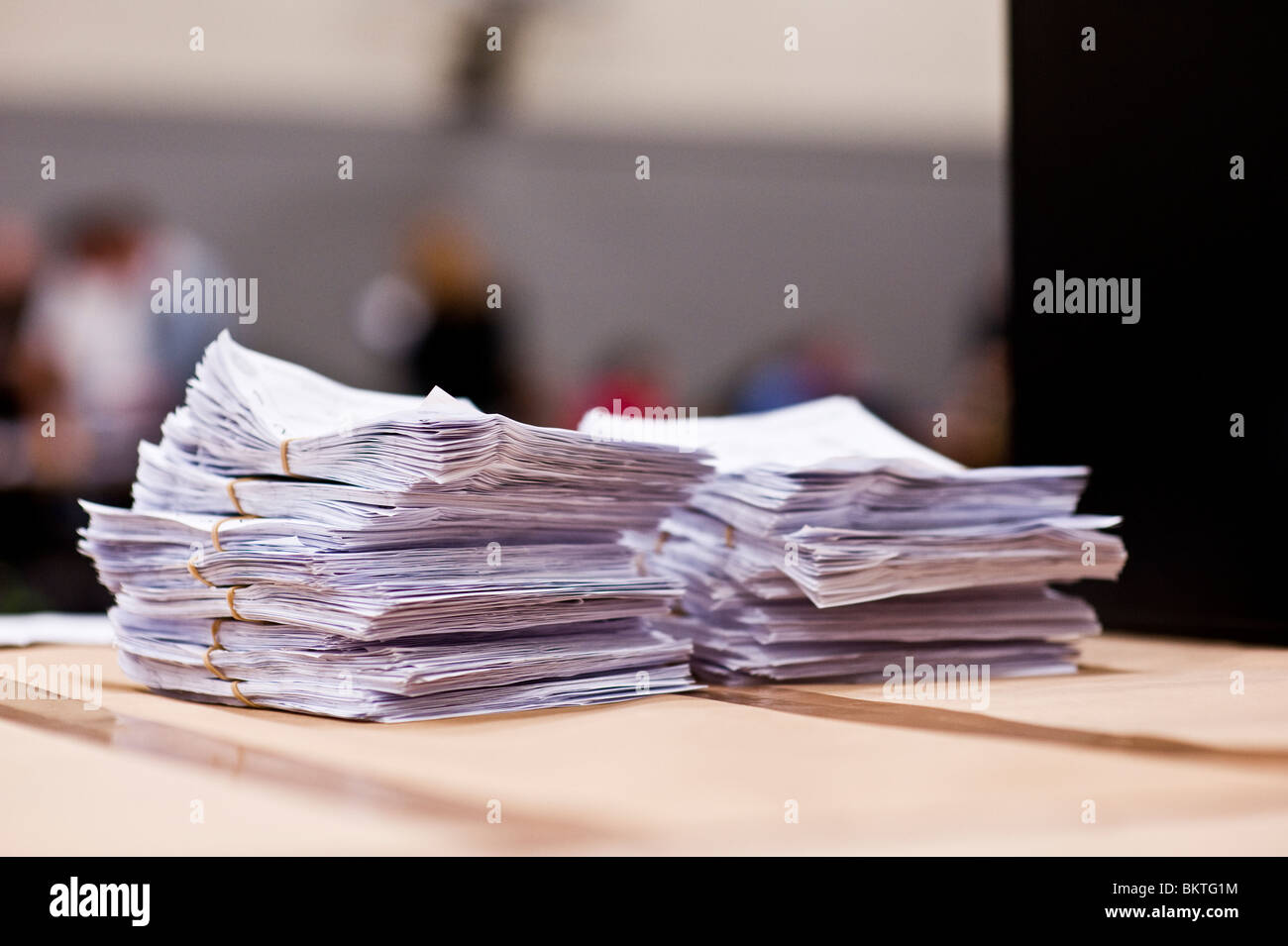 Piles of votes cast in the Ceredigion constituency at the General ...