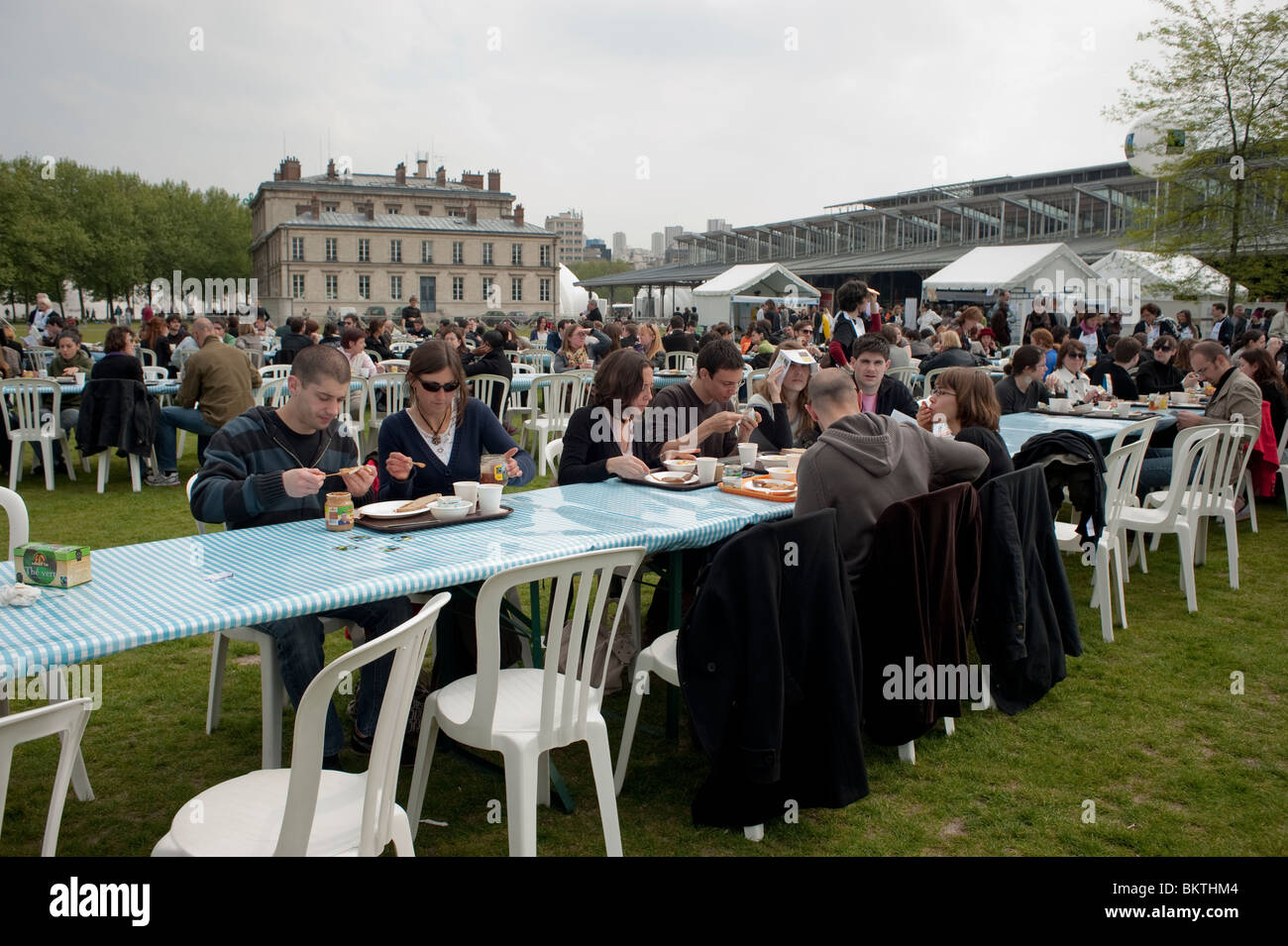 Crowd SHaring Meals at Celebration of World "Fair Trade Food" Day, with ...