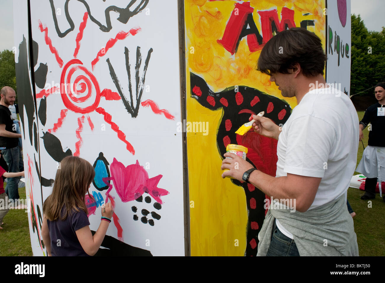Celebration of World "Fair Trade" Day, with People Painting Wall, on ...