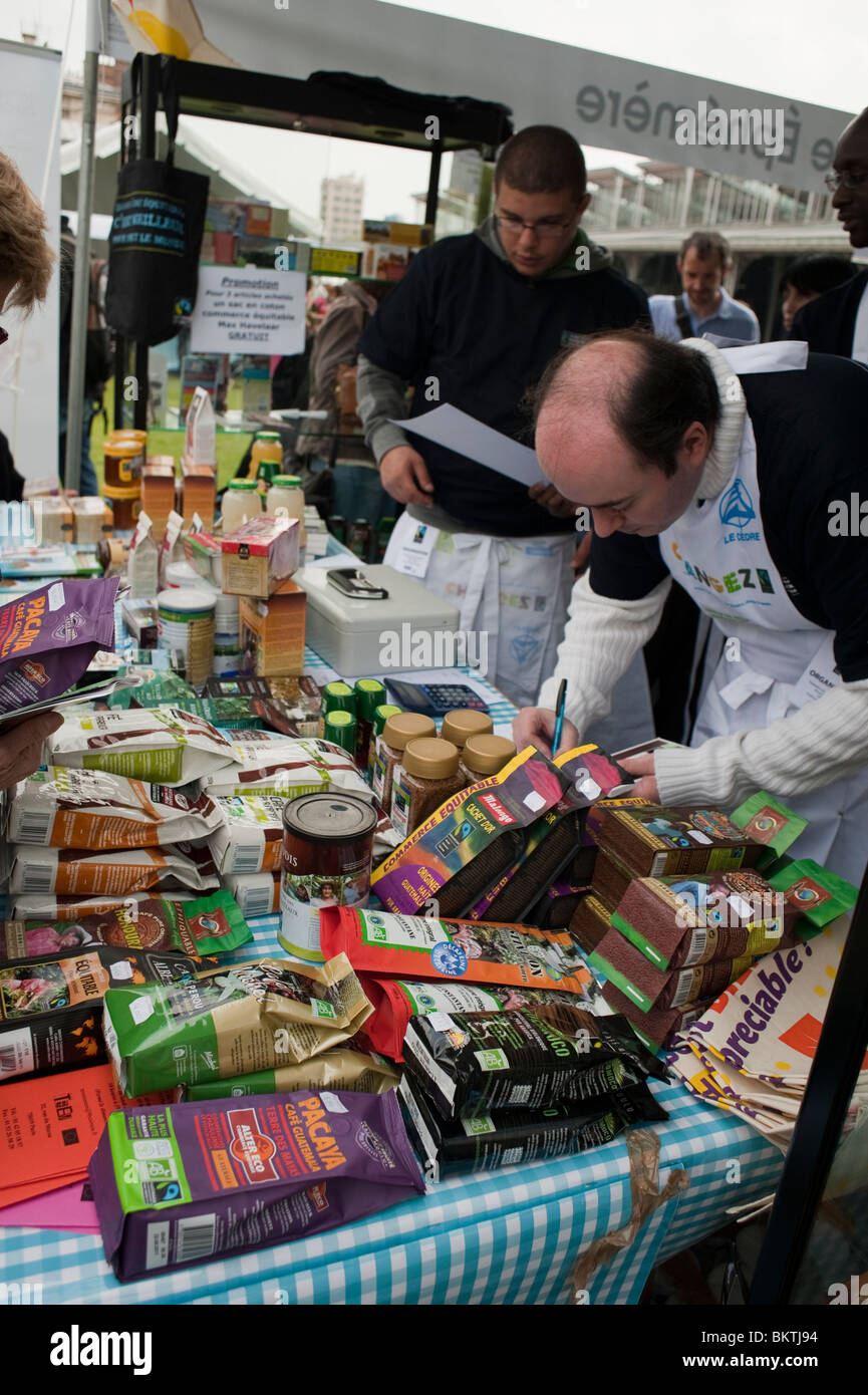 Men Working at World Fair Trade Food Day, with Fair Trade Shop, of La ...