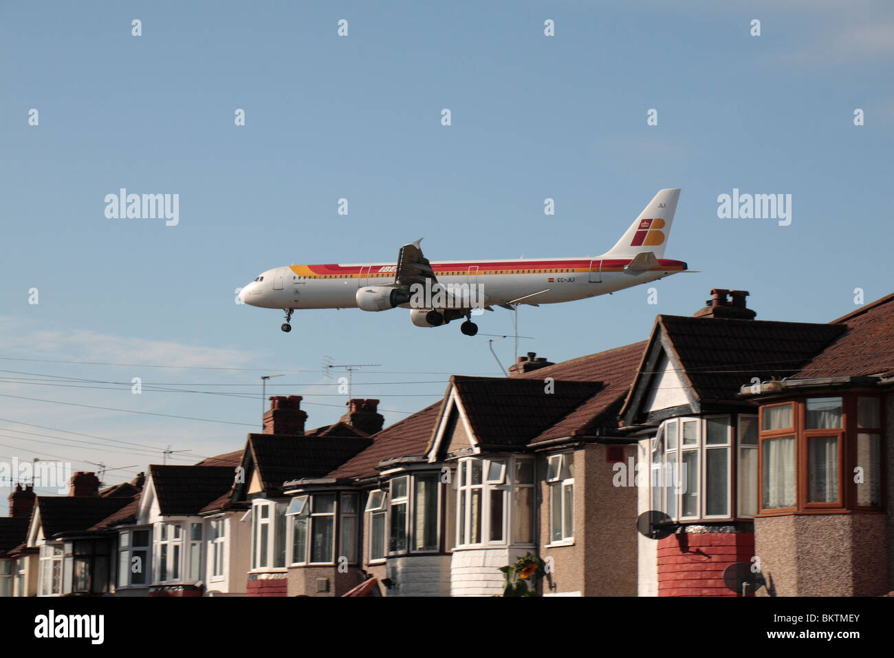 An Iberia Airbus A321-211landing at Heathrow Airport, London, UK. View ...