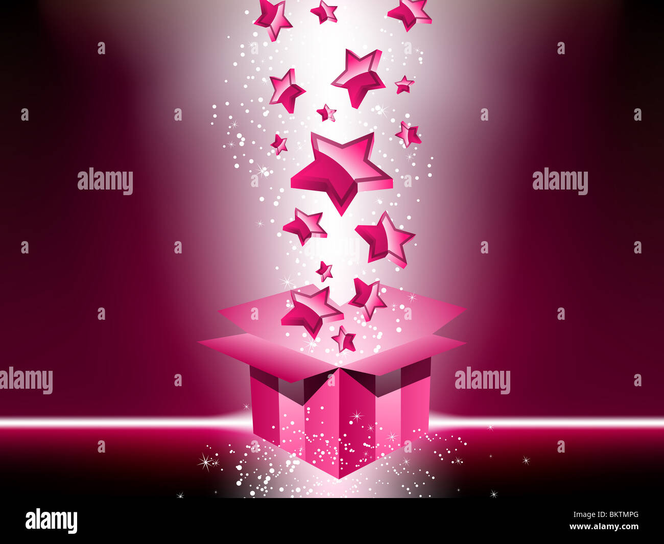 Pink gift box with stars Stock Photo - Alamy