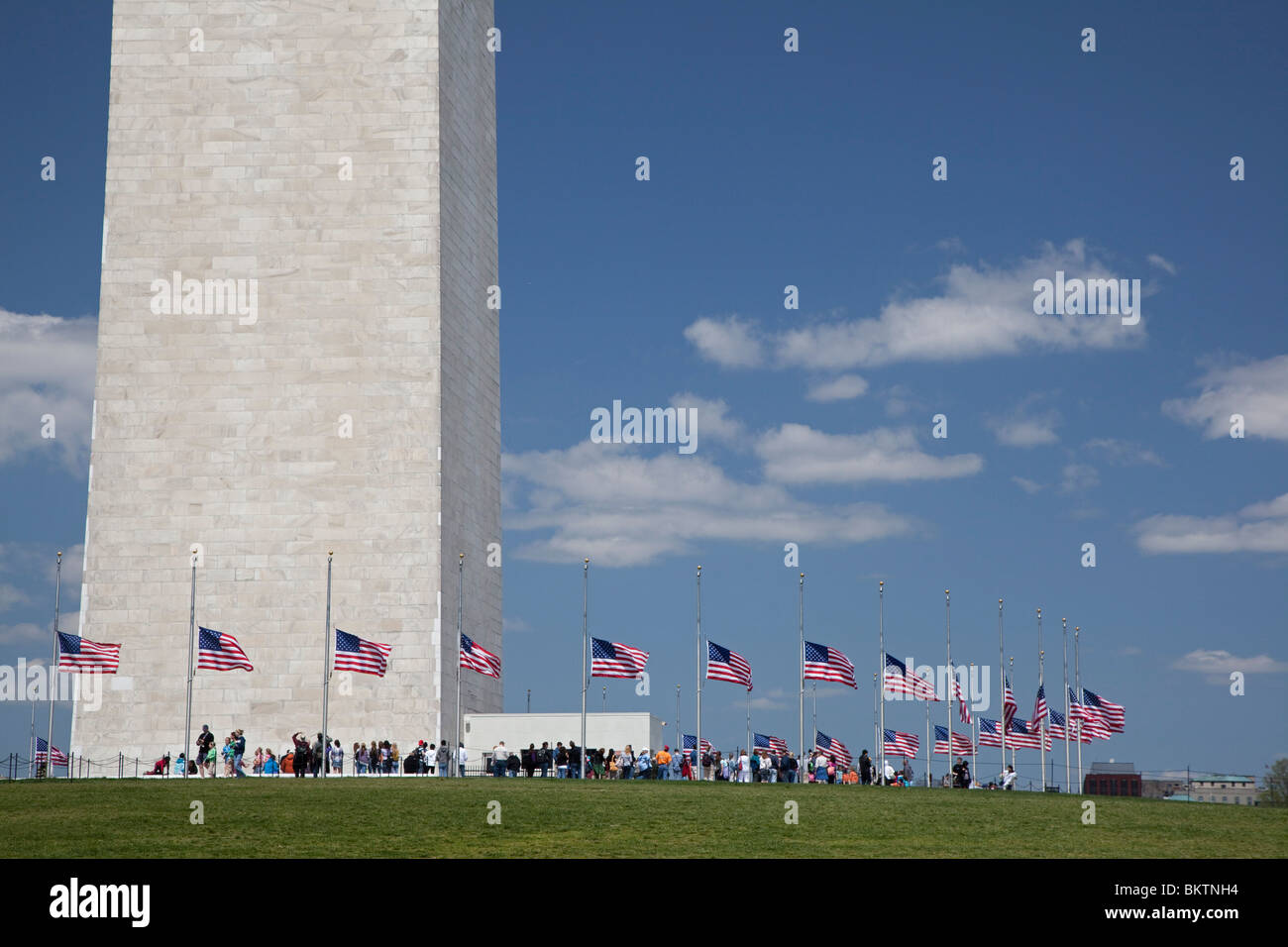 Washington, DC - Flags and Tourists Around the Washington Monument ...