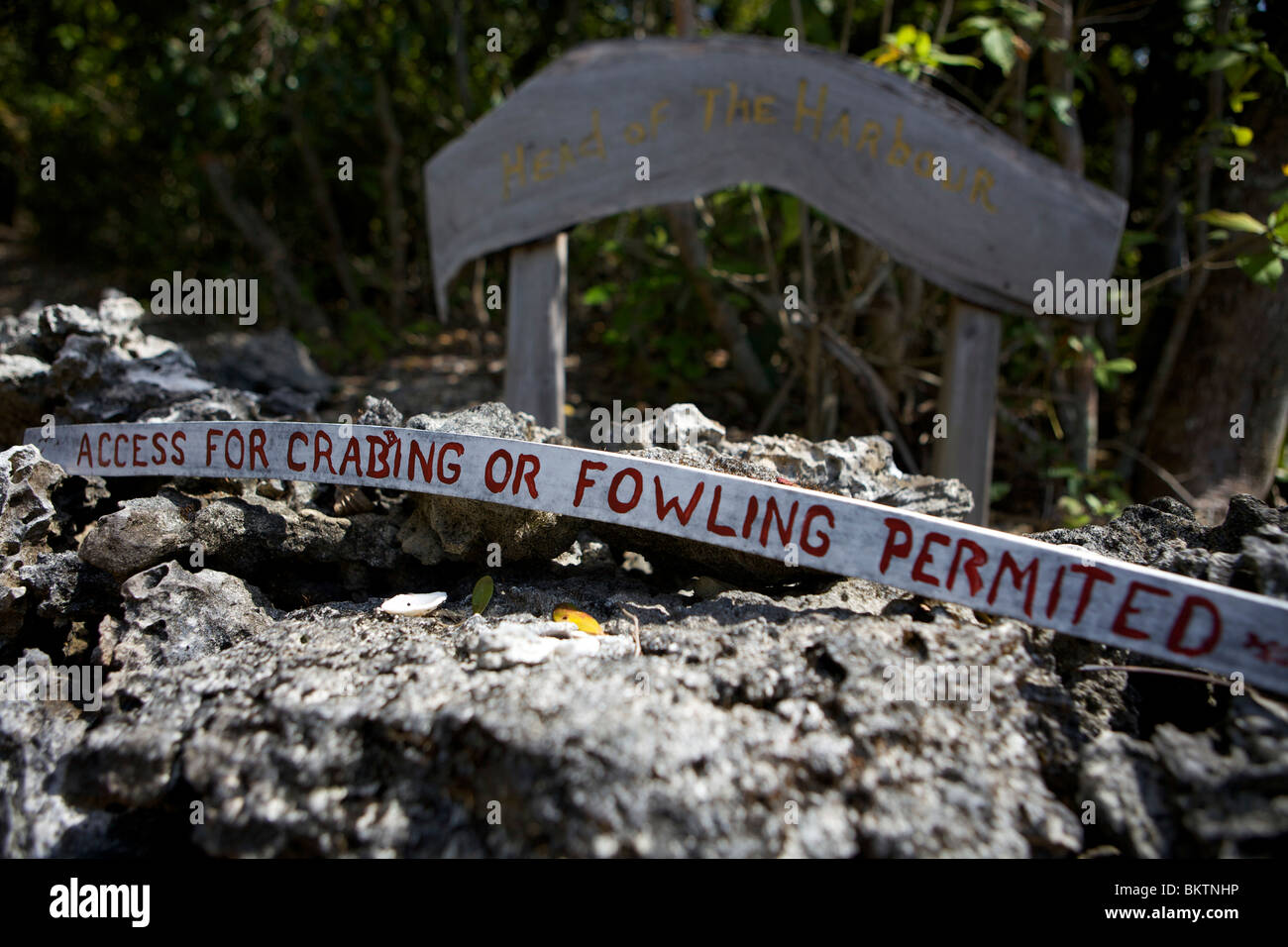 Hand painted sign for crabbing and fowling access on Man O War Cay ...