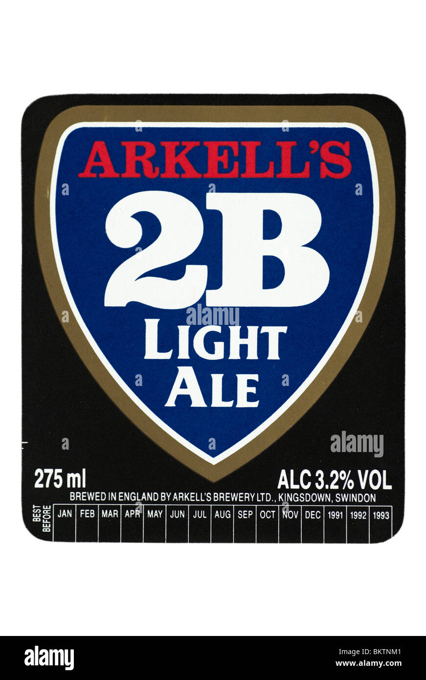 Arkell's 2B Light Ale bottle label circa 1991 - 1993 Stock Photo - Alamy