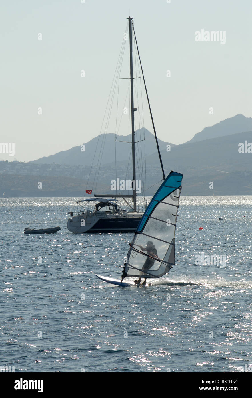 young boy surfing at the Bodrum coast in Turkey Stock Photo - Alamy