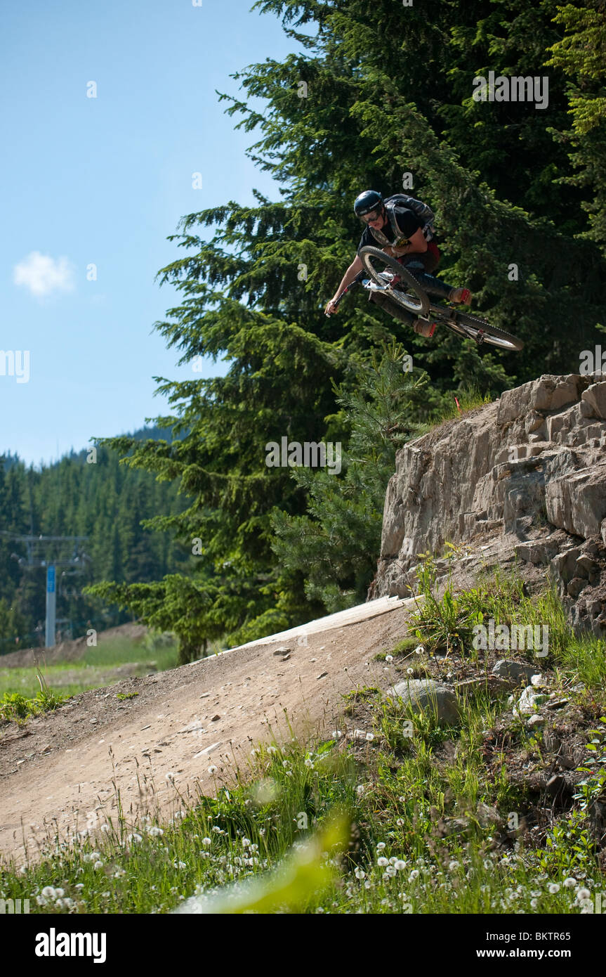 Downhill Mountain Biking in the World Famous Whistler Bike Park Stock ...