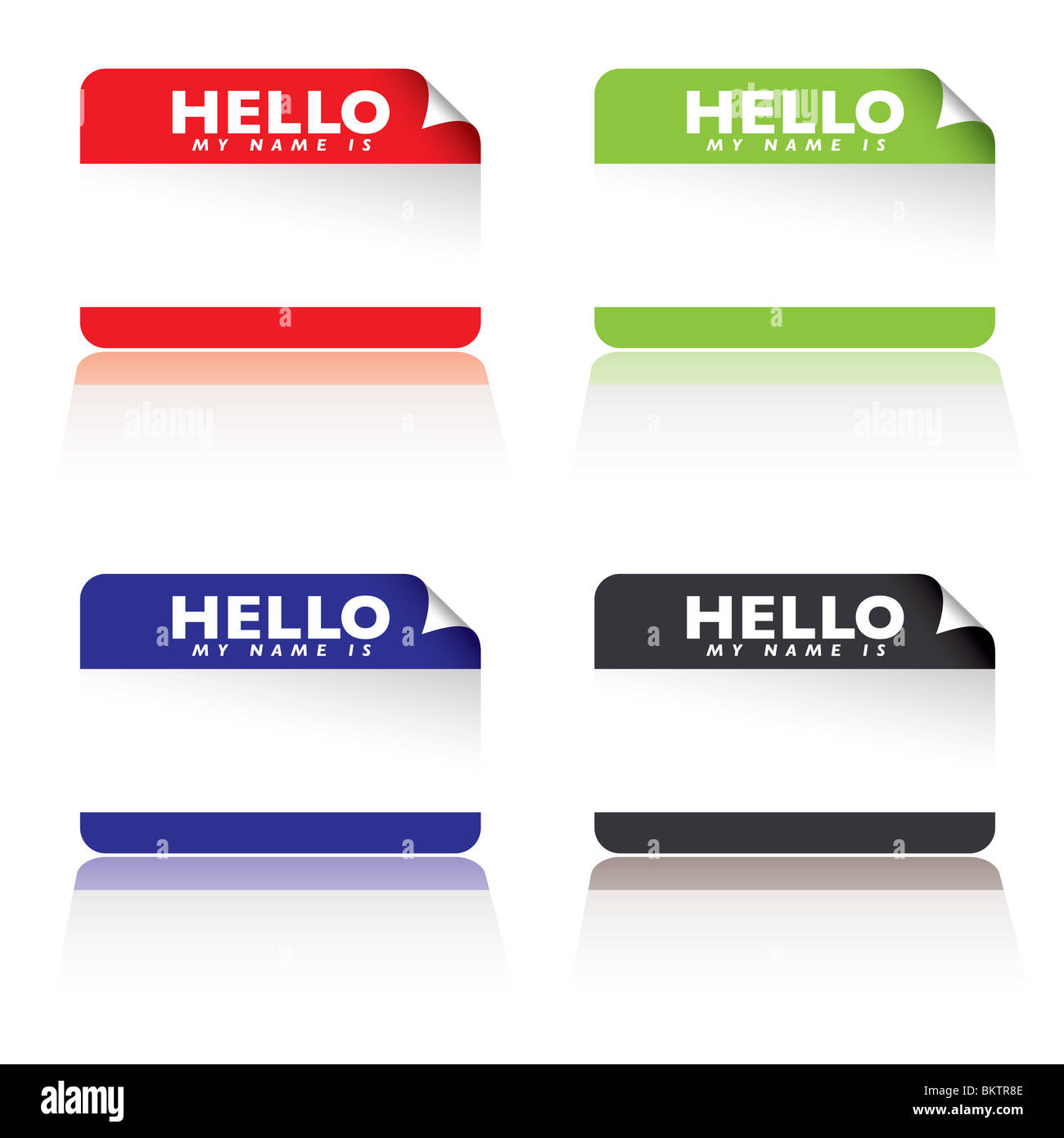 colourful paper tags with hello my name is Stock Photo - Alamy