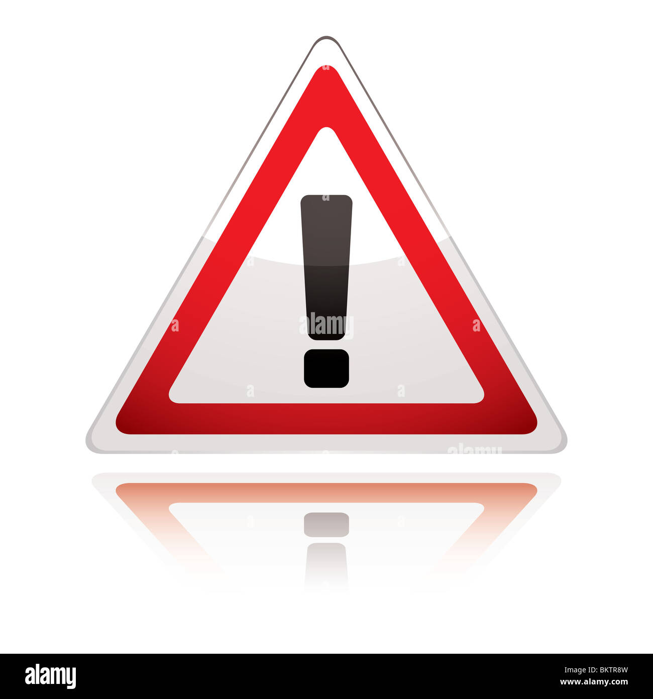 UK warning sign icon with exclamation with reflection Stock Photo - Alamy