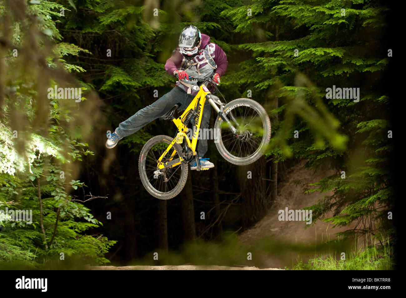 Downhill Mountain Biking in the World Famous Whistler Bike Park Stock ...