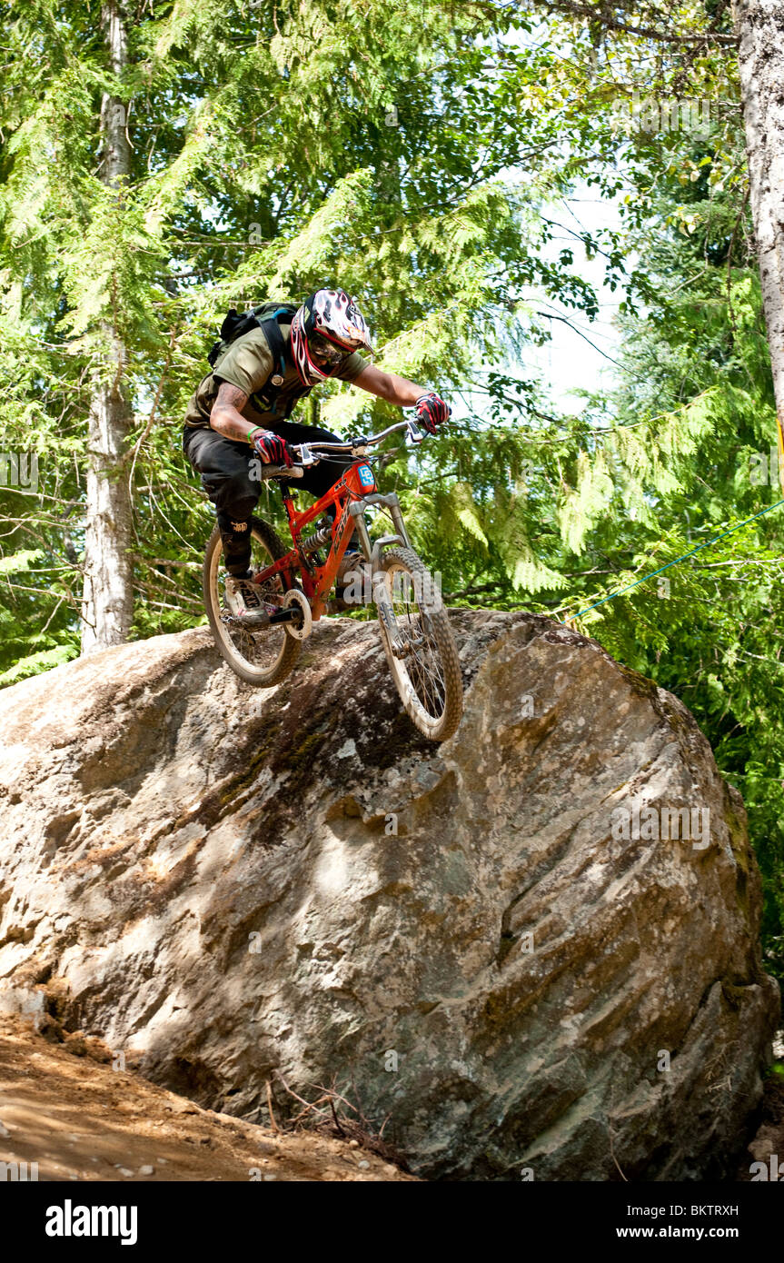 Downhill Mountain Biking in the World Famous Whistler Bike Park Stock ...
