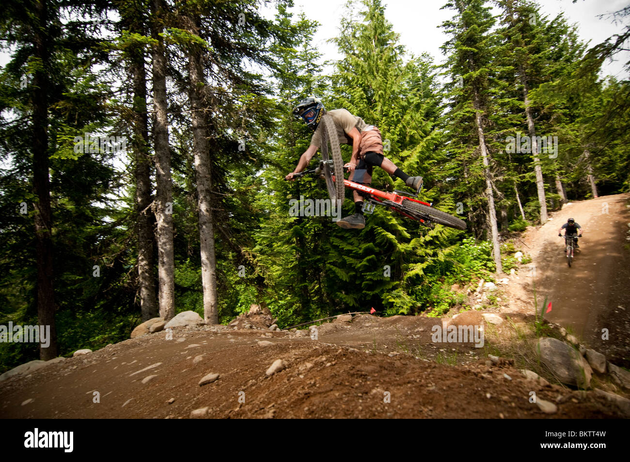 Downhill Mountain Biking in the World Famous Whistler Bike Park Stock ...