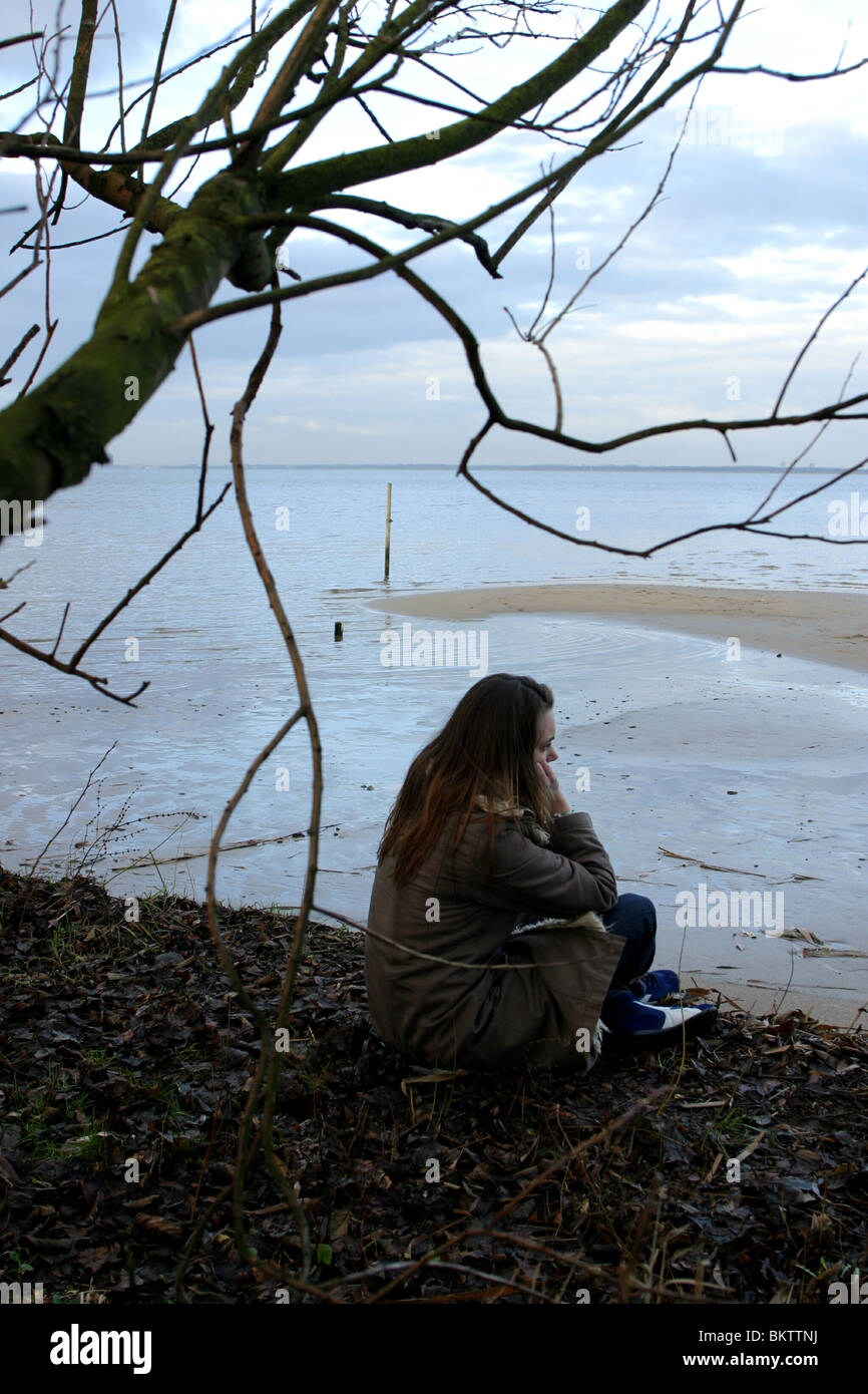 Sad winter depression Stock Photo - Alamy