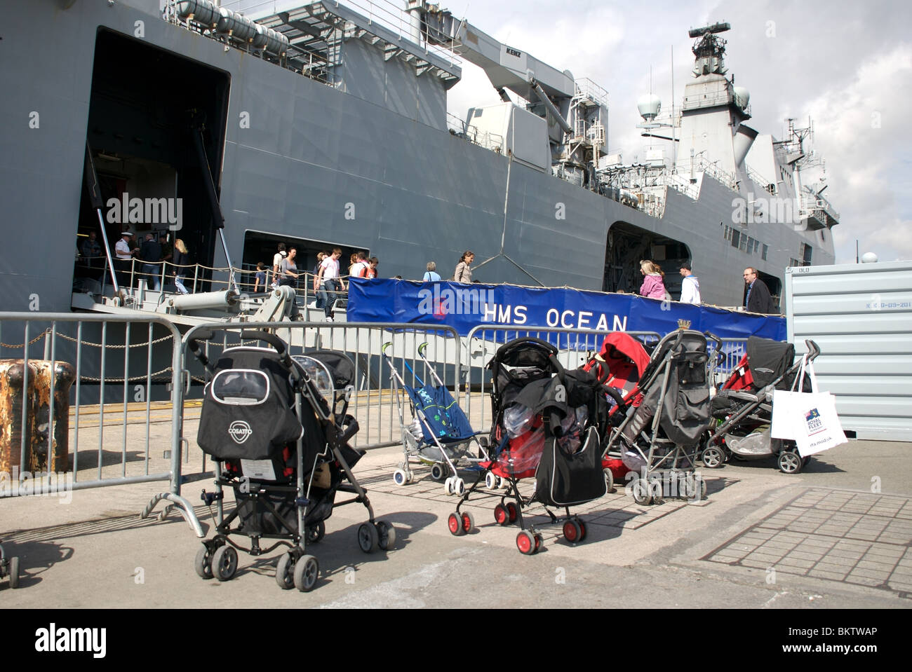 Prams outside HMS Ocean, Navy Days 2009, Devonport, Plymouth, Devon, UK ...
