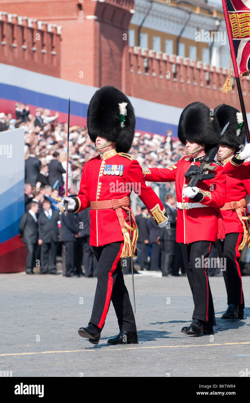 the Welsh Guards Regiment march along the Red Square on 9 May Victory ...