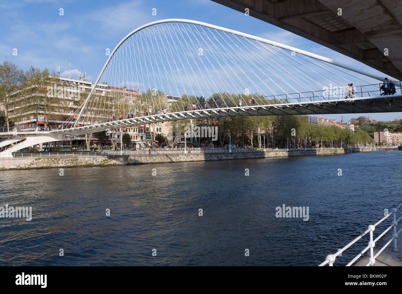 Zubizuri Bridge designed by the architect Calatrava, crosses the ...