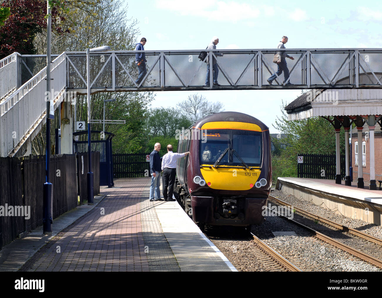 Arriva Cross Country train at Hinckley station, Leicestershire, England ...
