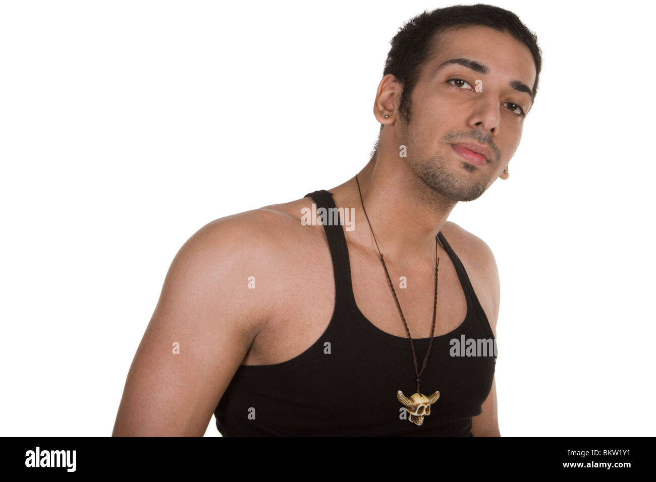 Young man posing against white background, portrait Stock Photo - Alamy