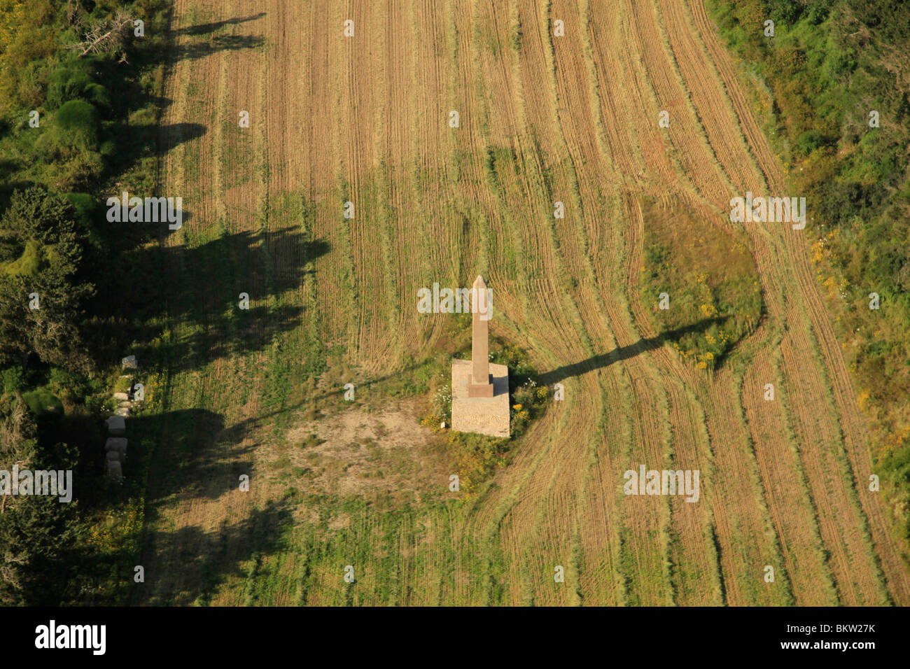 Israel, Sharon region, an aerial view of the Egyptian obelisk in ...