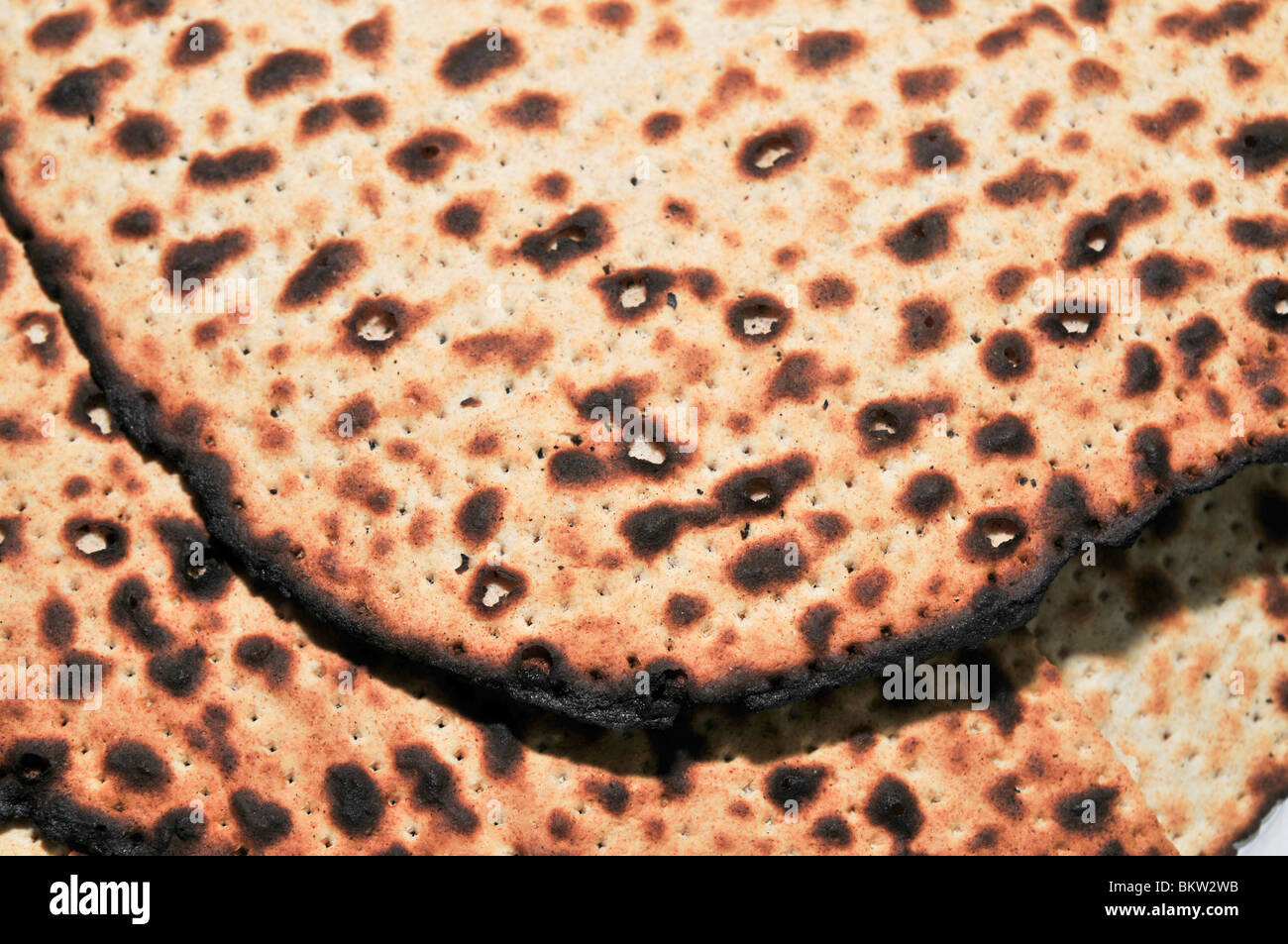 Traditional passover dinner, close up of Handmade Matzah Shmura Stock ...