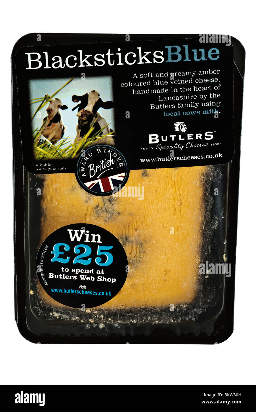 Packet of Blacksticks British blue veined creamy speciality cheese ...