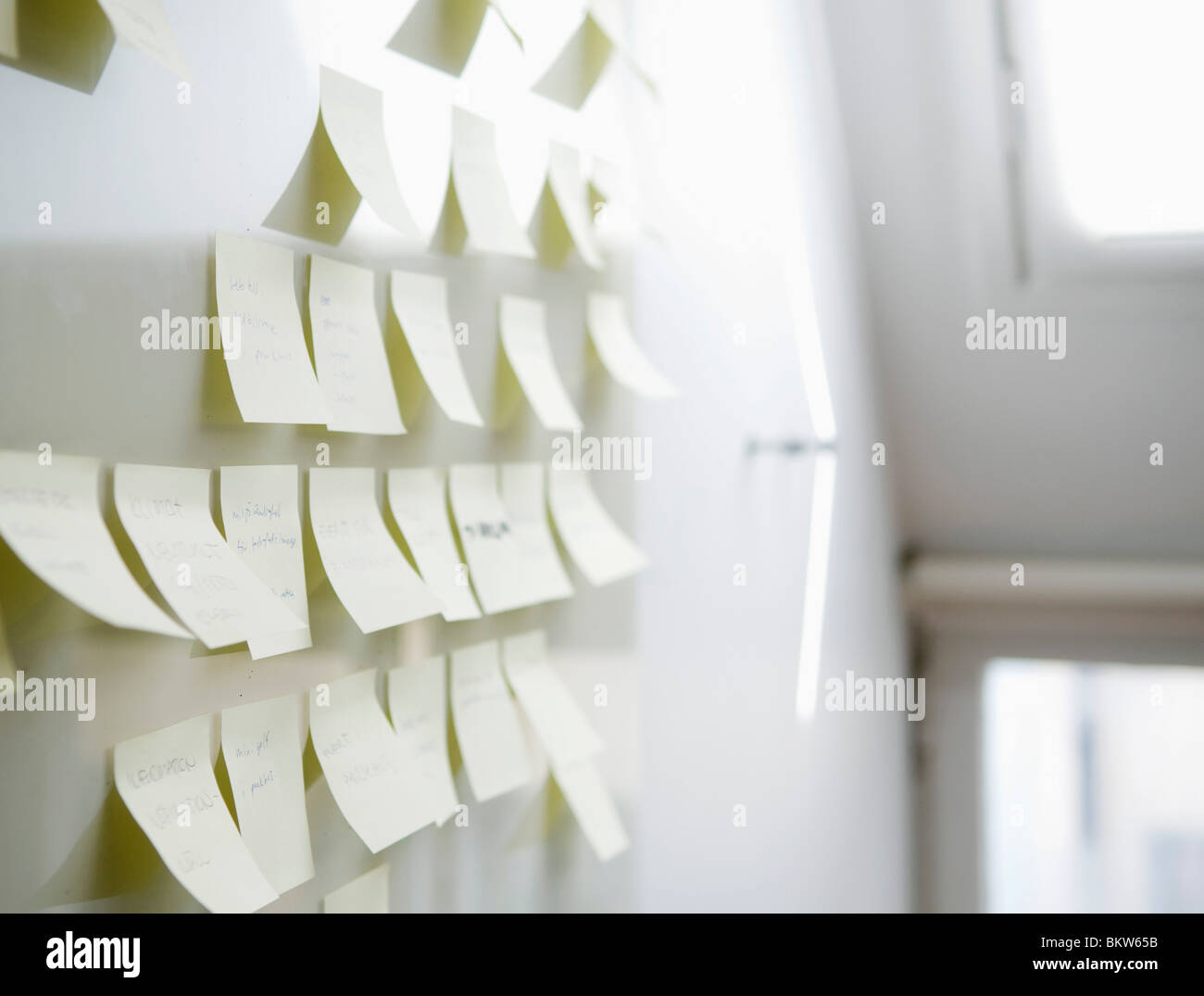 Post-its on board Stock Photo - Alamy