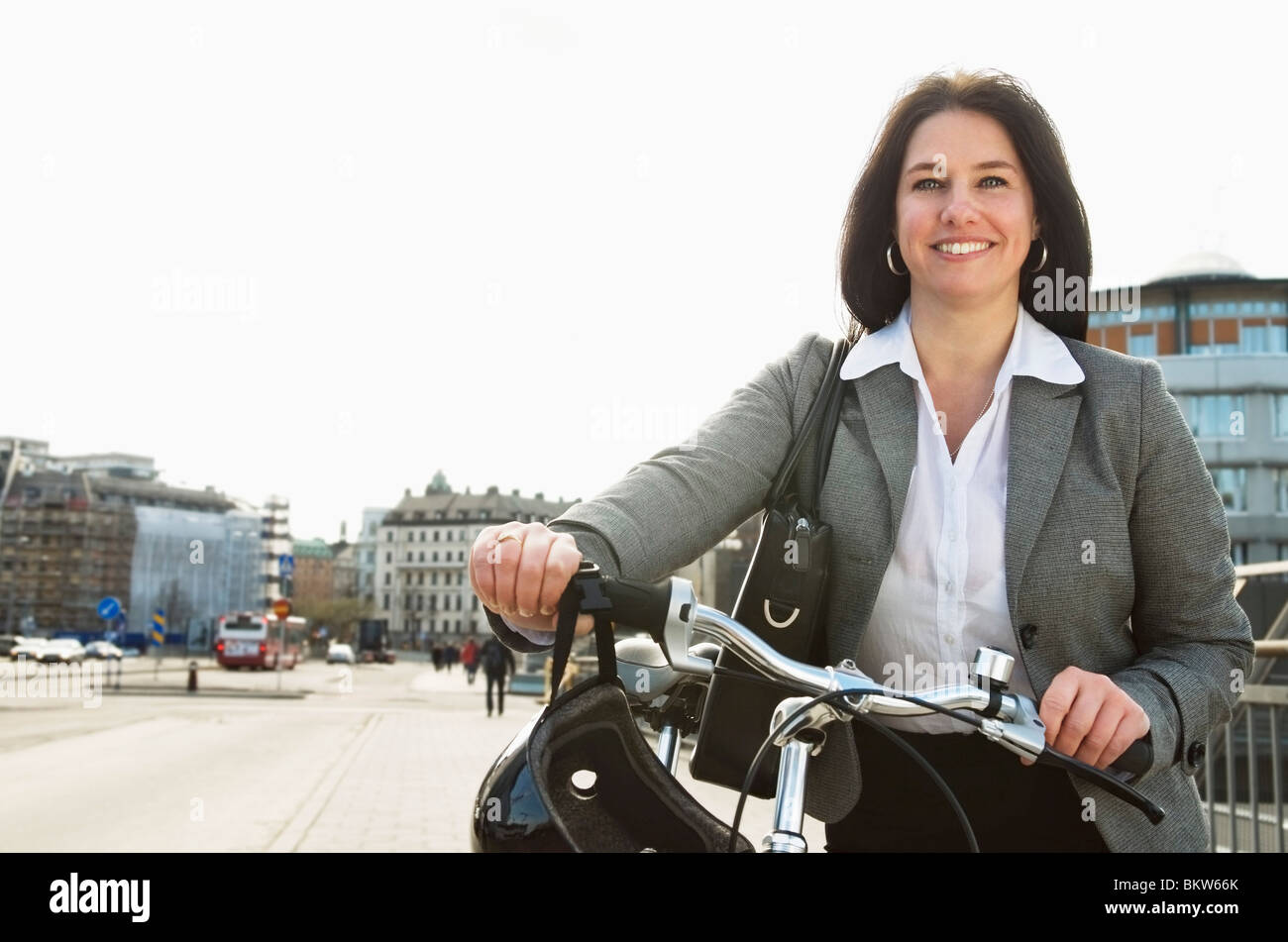 Woman bike above hi-res stock photography and images - Alamy