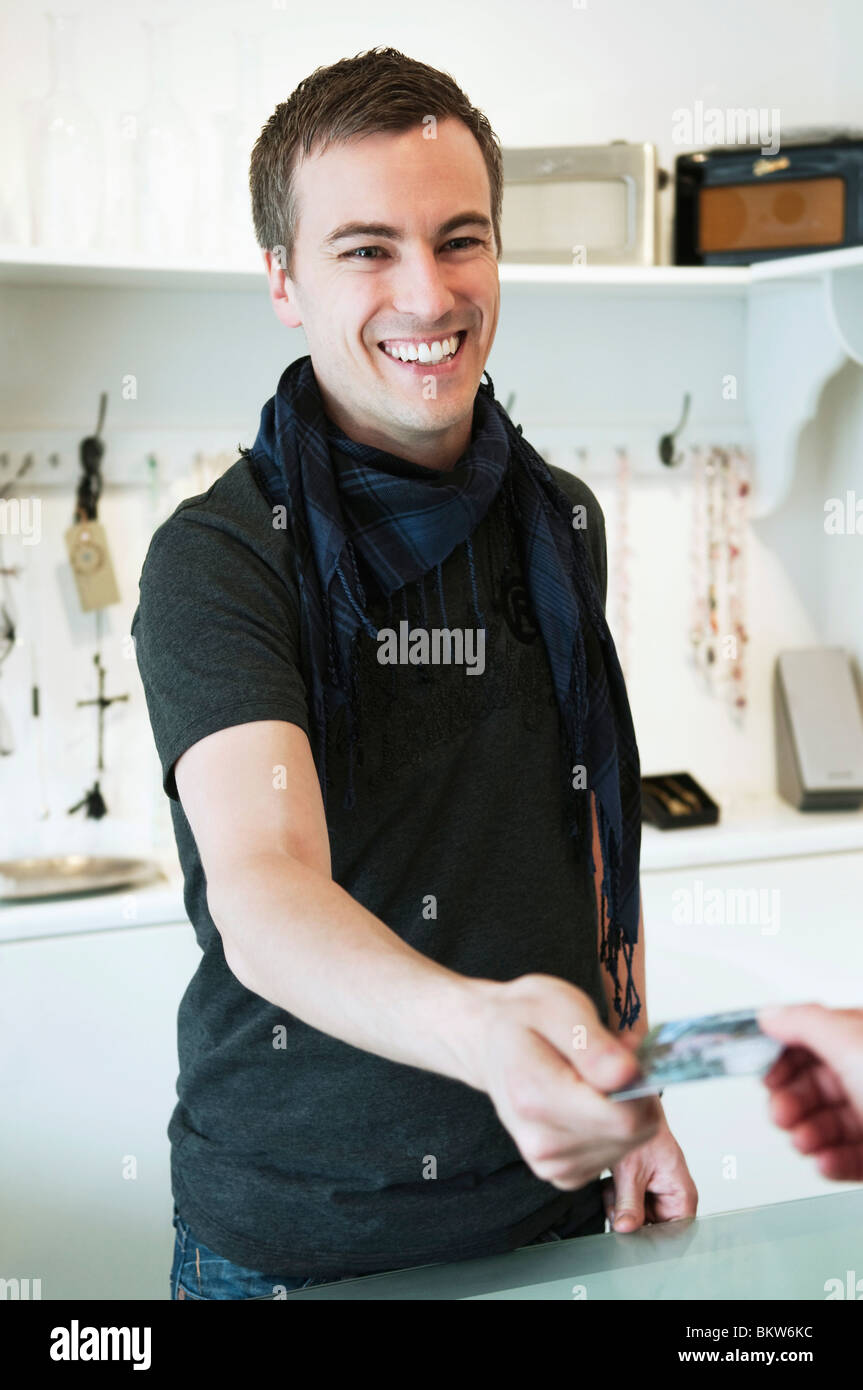 Man receiving card Stock Photo - Alamy