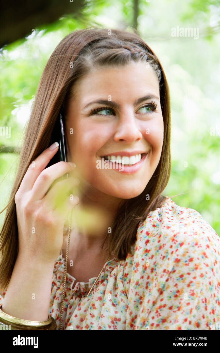 Girl with telephone Stock Photo - Alamy