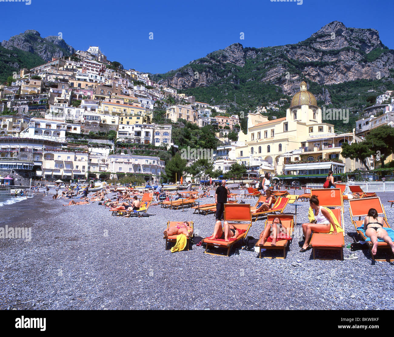 Beach view, Positano, Amalfi Coast, Province of Salerno, Campania ...