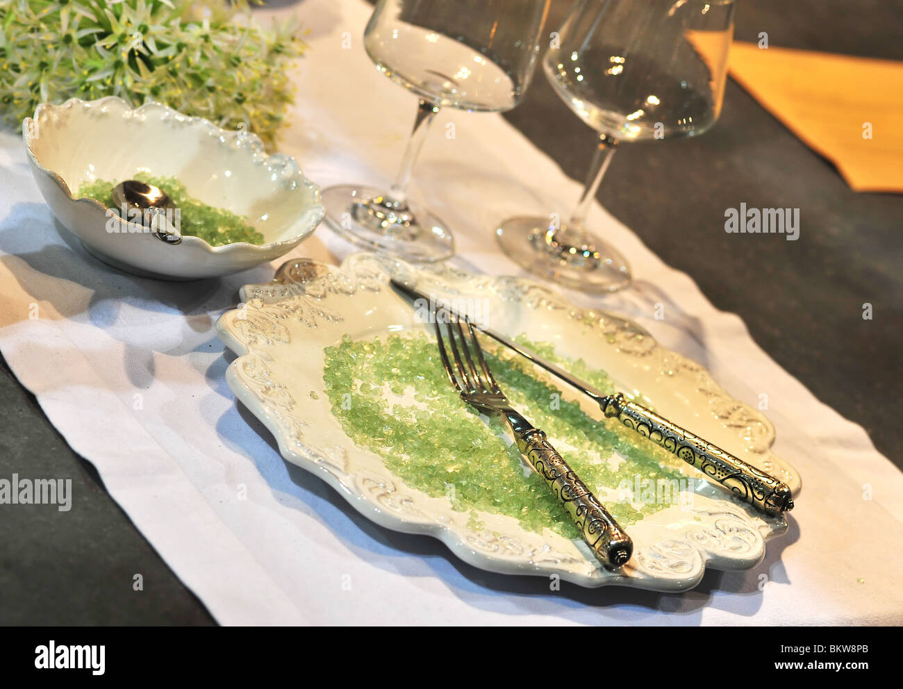 modern table setting closeup Stock Photo - Alamy