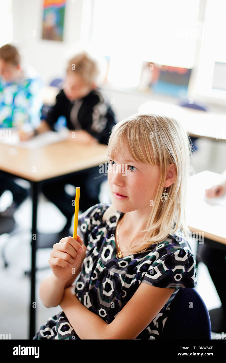 Middle School Students Raising Hand High Resolution Stock Photography ...