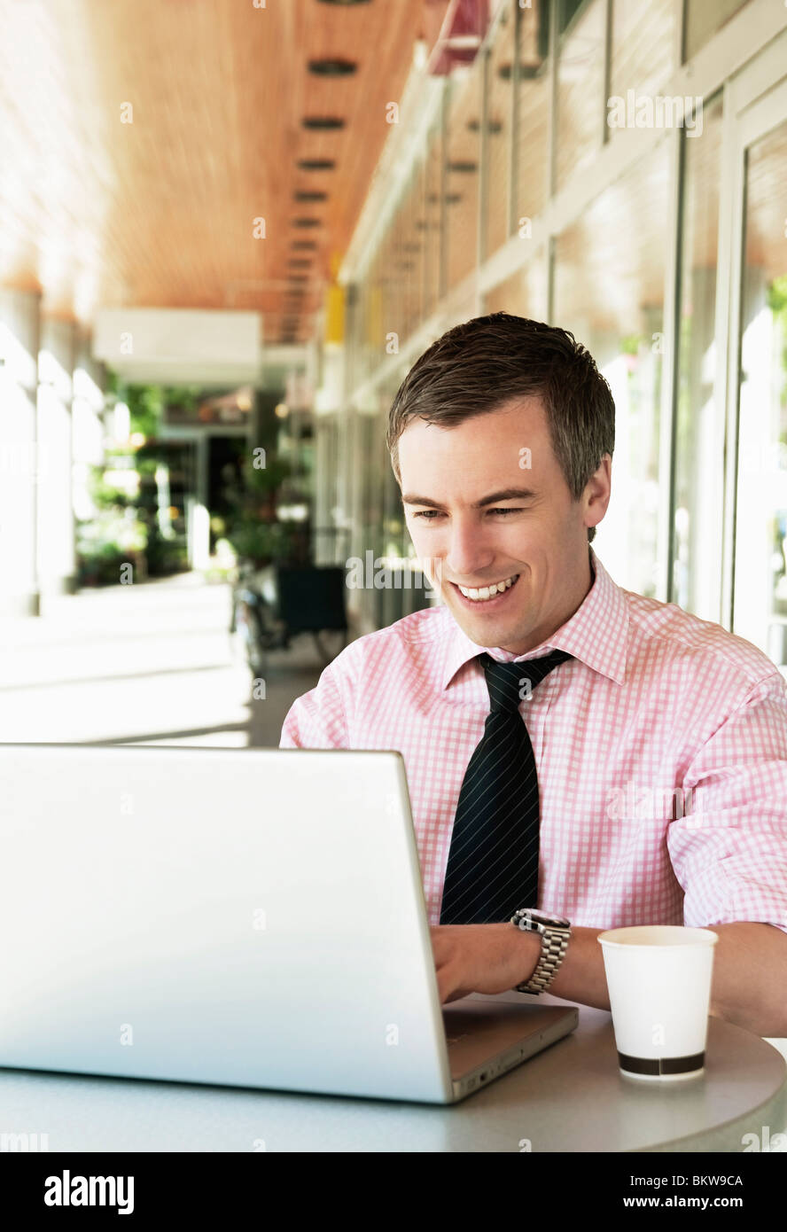 Man with computer Stock Photo - Alamy