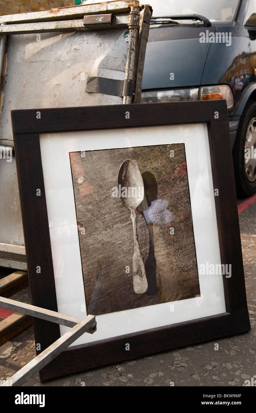 picture in a frame in street, Portobello Road Market Notting Hill West ...