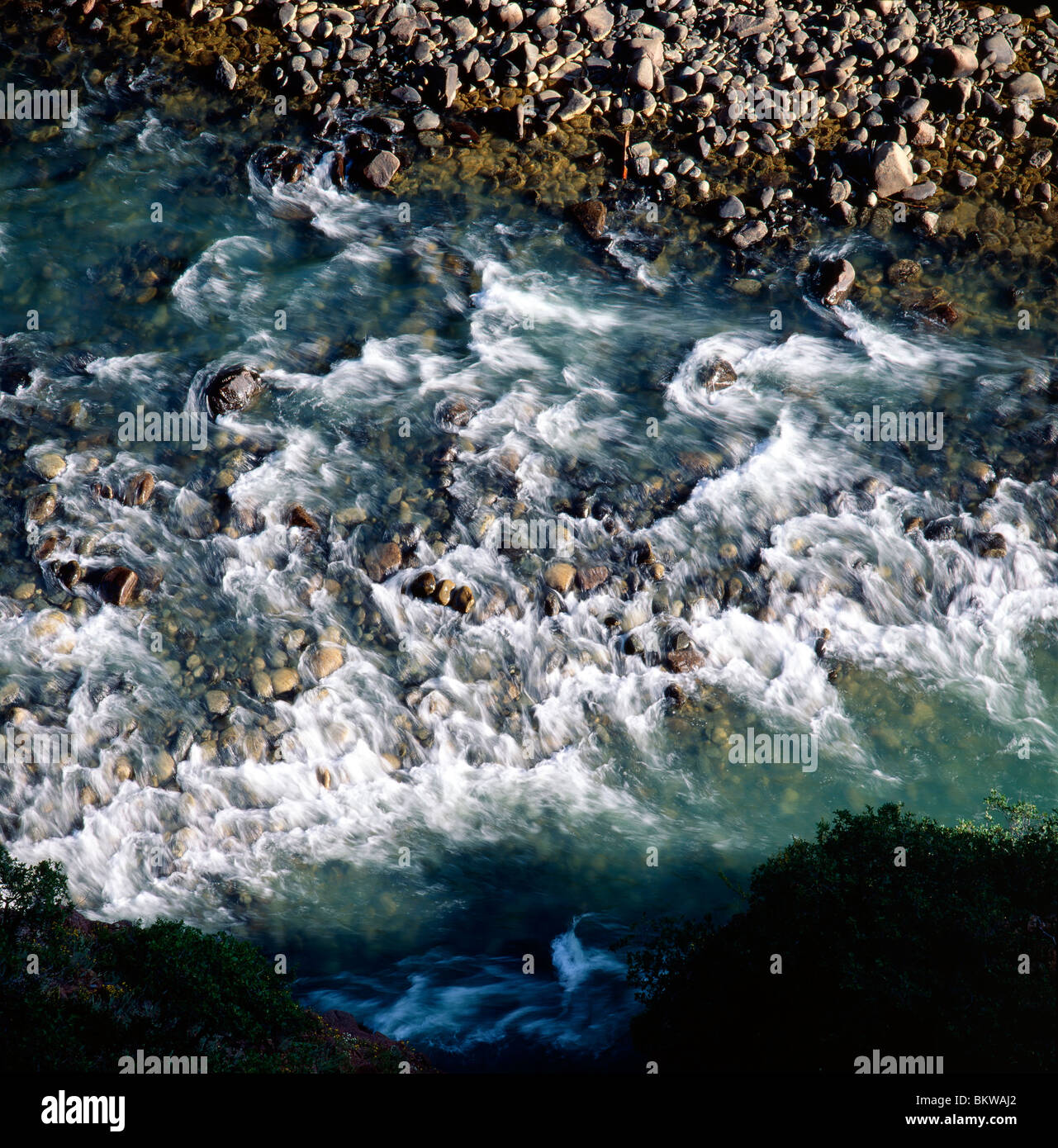 Aerial view of powerful rapids in the Animas River, Animas Canyon, San ...