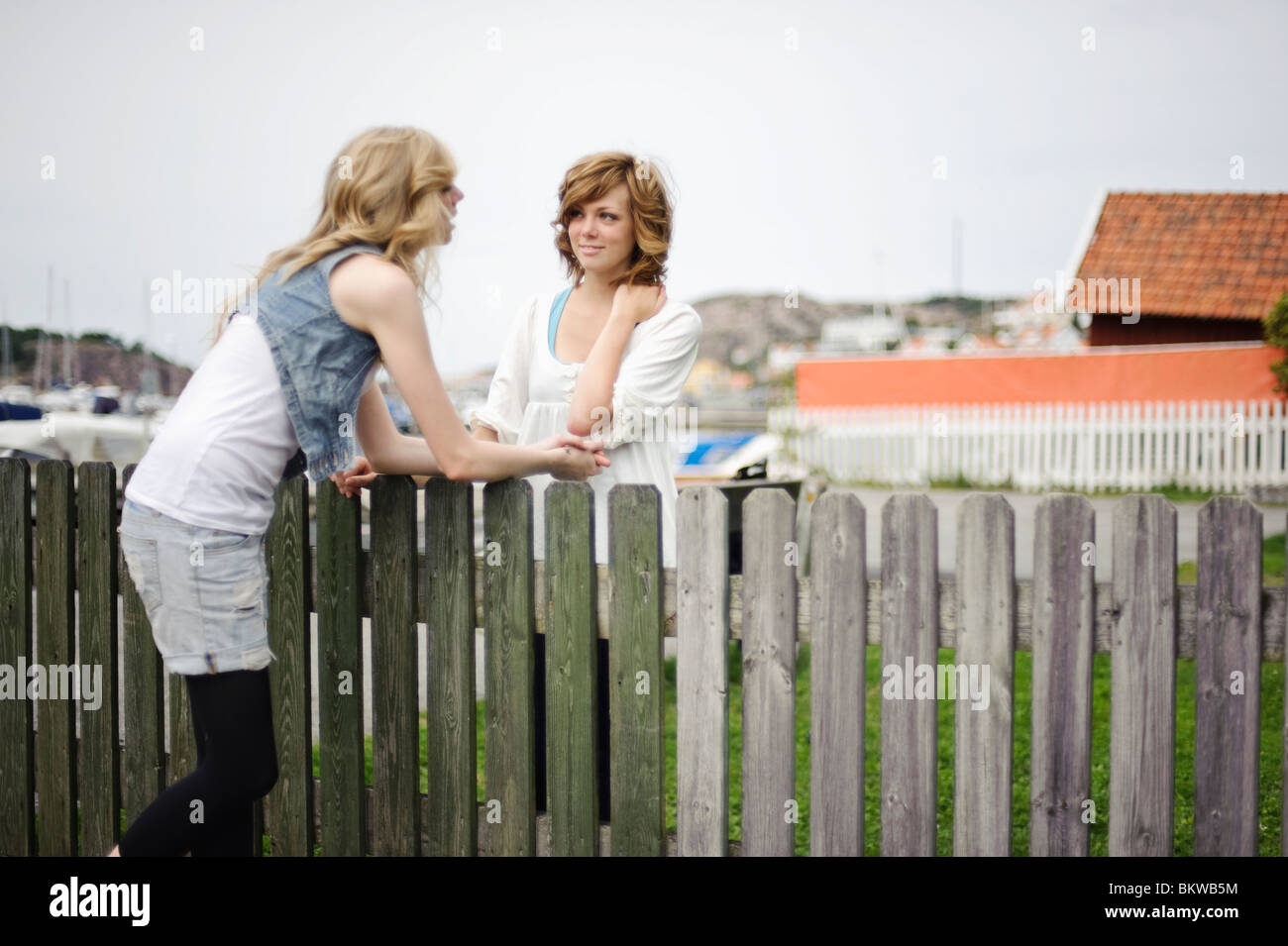 Two people fence talking hi-res stock photography and images - Alamy