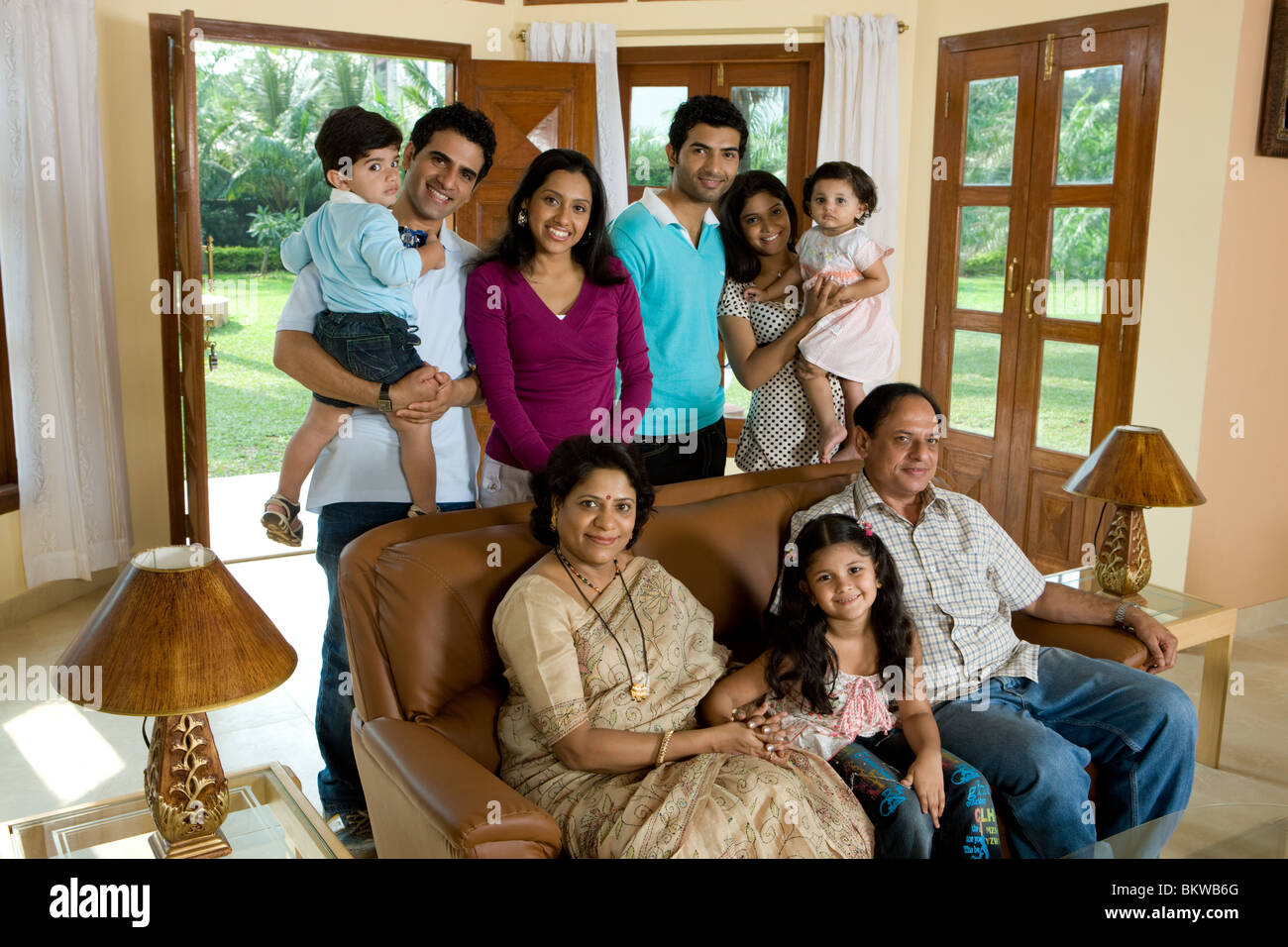 Portrait of three generation family Stock Photo - Alamy