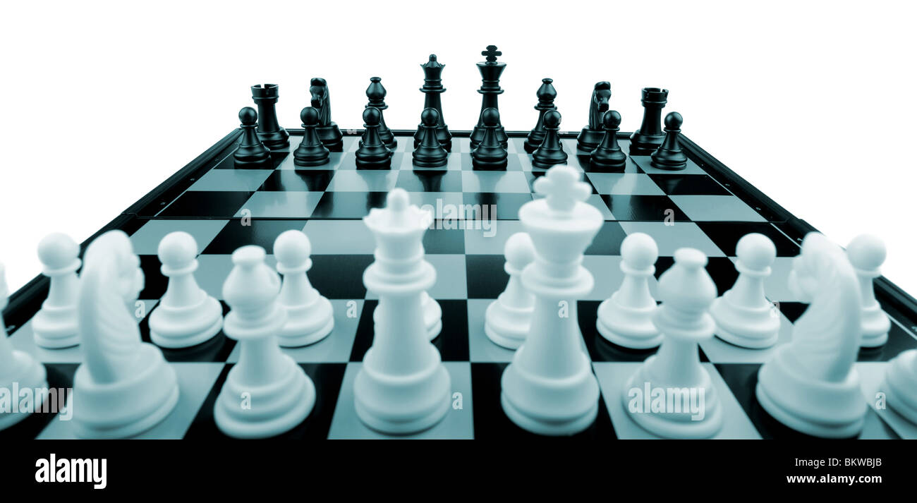 Chess. Desktop logic game. Blue color tone Stock Photo - Alamy