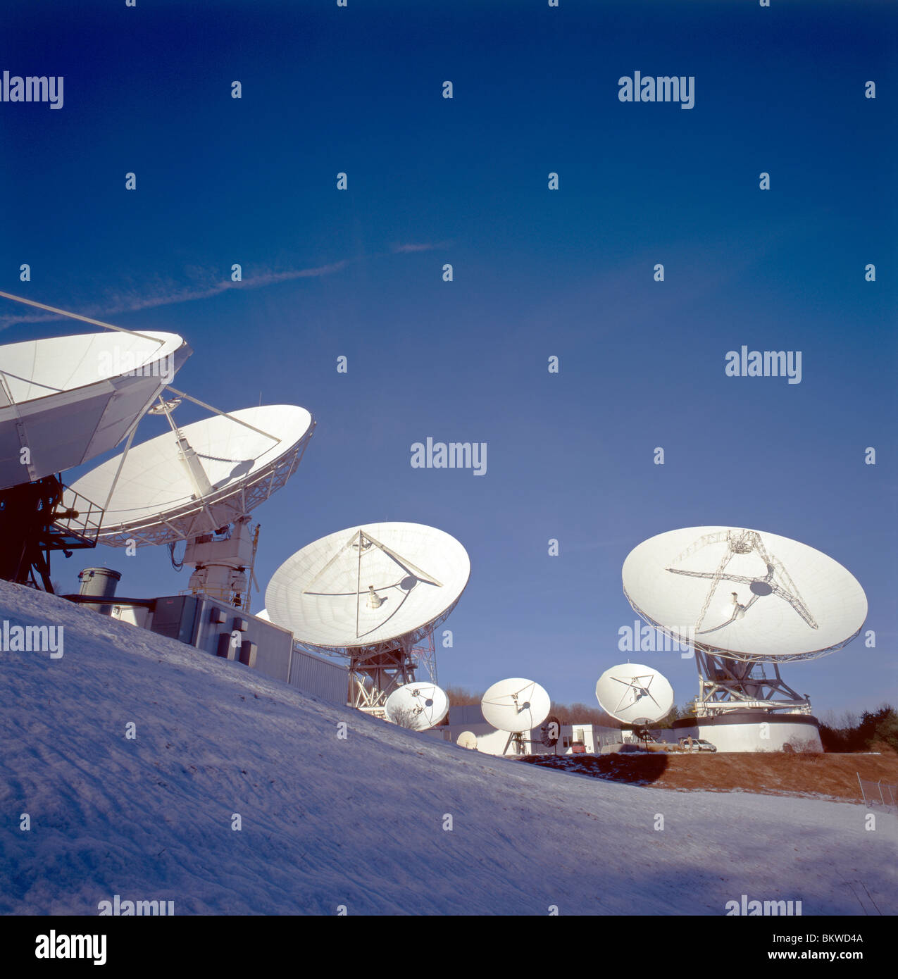 Satellite dishes at a telecommunications facility Stock Photo - Alamy