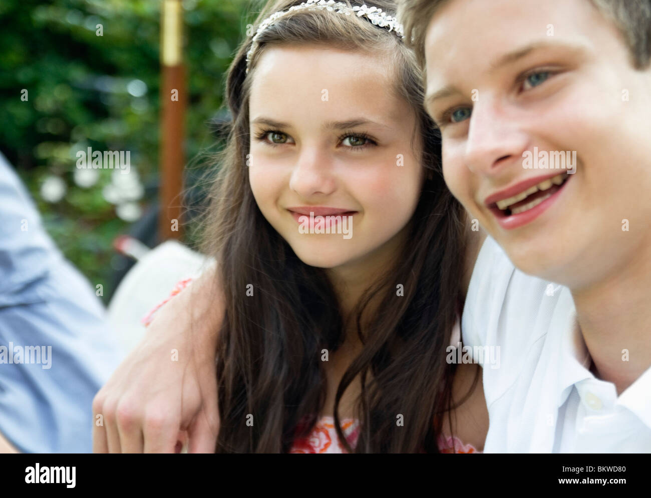 Happy children siblings hug hi-res stock photography and images - Alamy