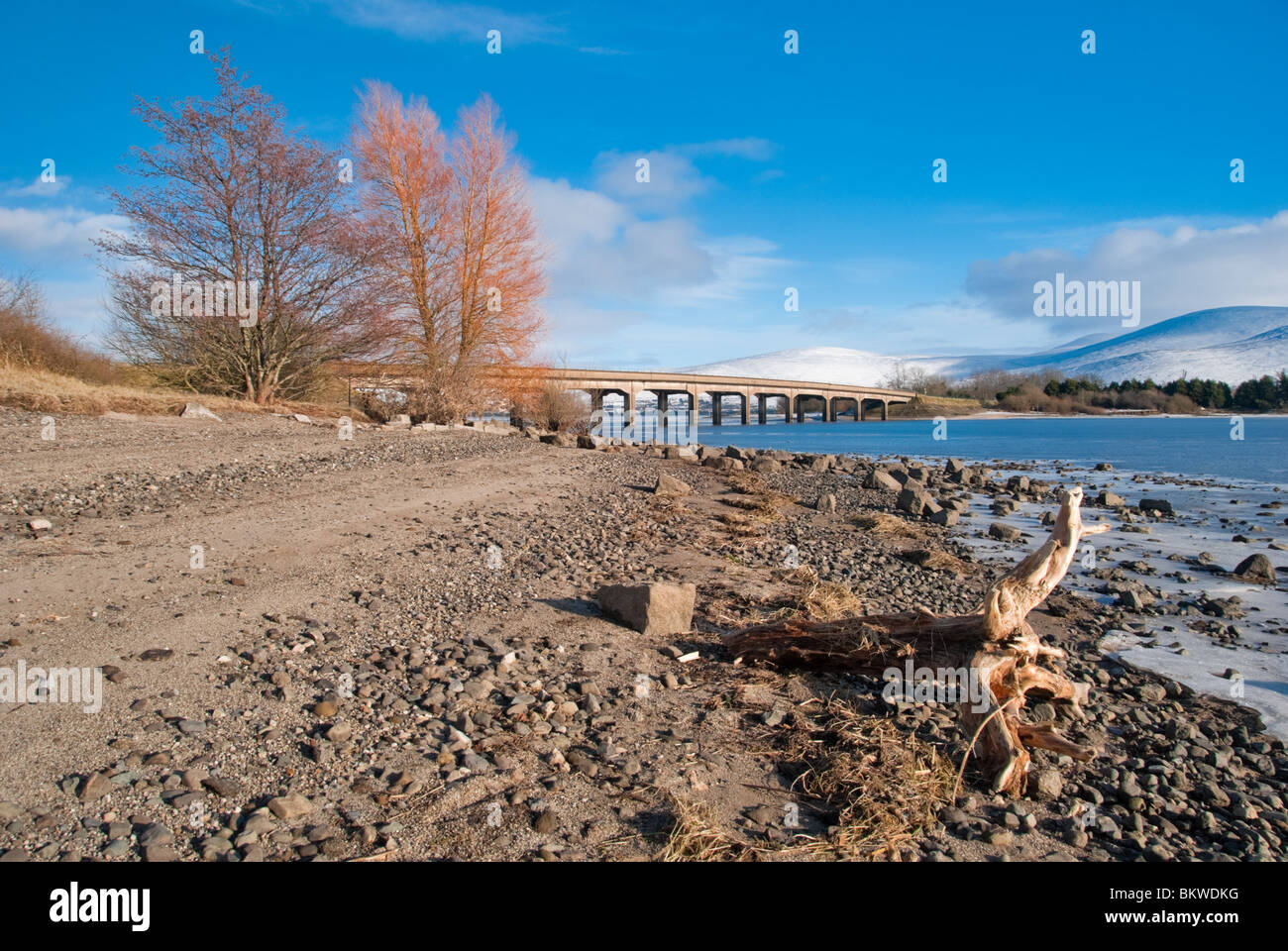Road Bridge Across the Ice Covered Poulaphouca Reservoir in County ...