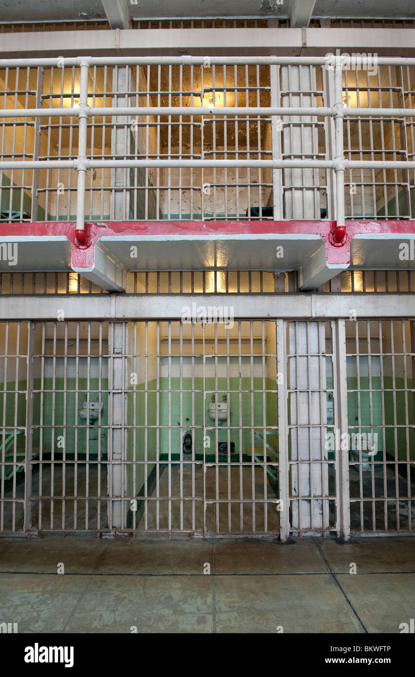 Prison Cells in Alcatraz or "The Rock", San Francisco Bay, California ...
