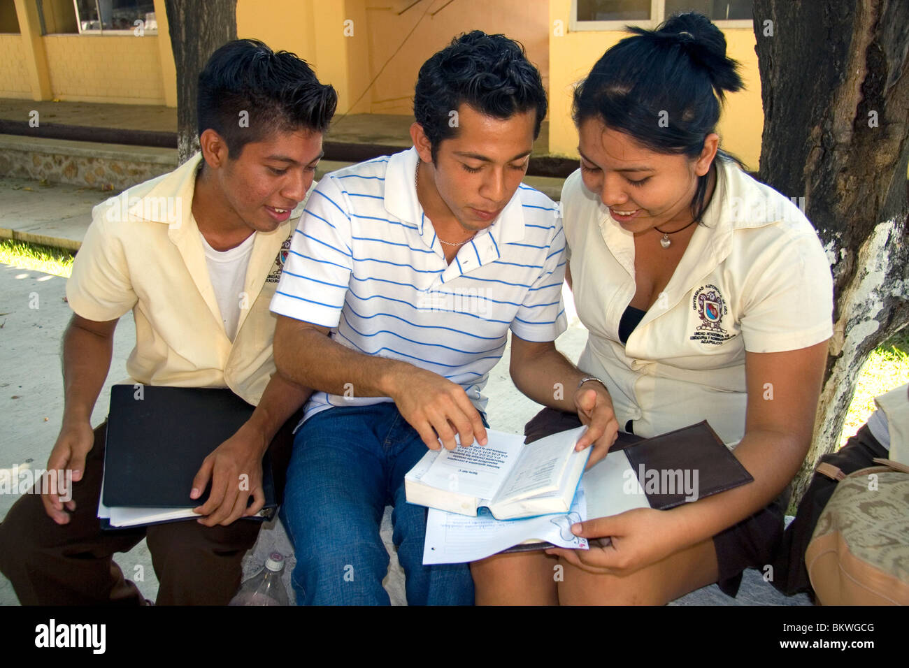 Mexican college students study together on the campus of Universidad ...