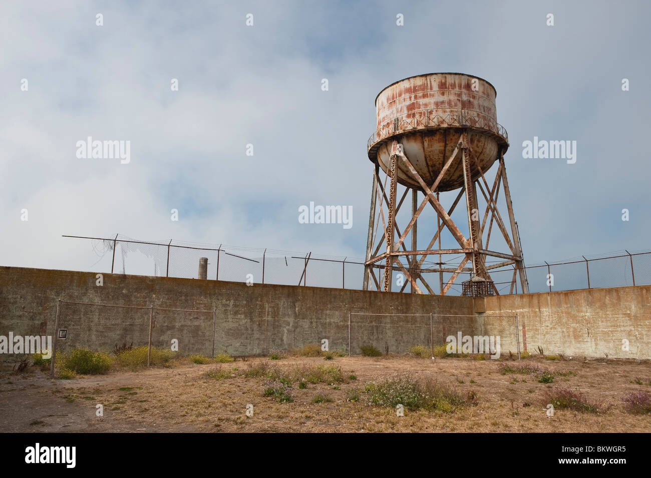 The Water Tower & Recreation Yard in Alcatraz Island Prison or "The ...