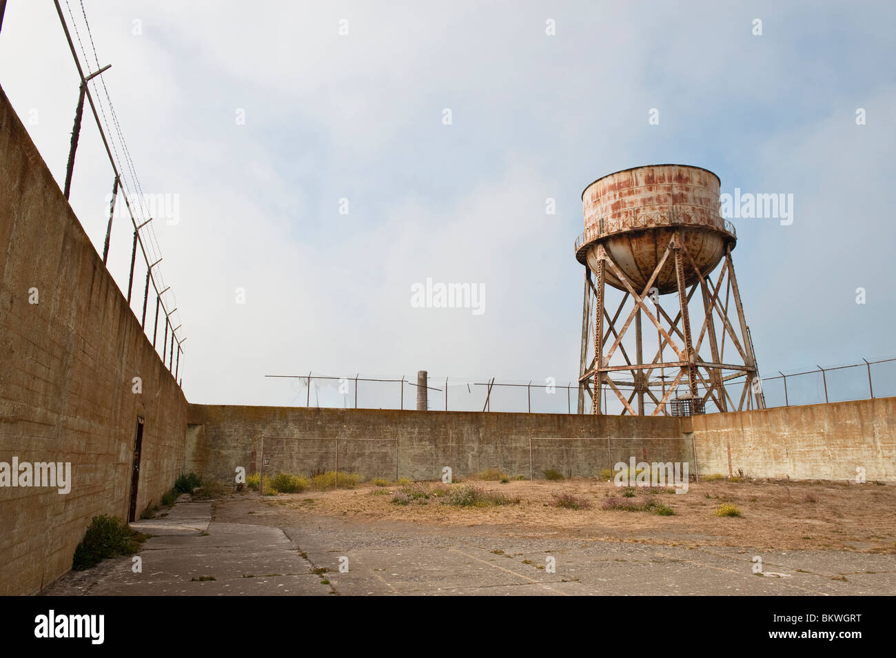 The Water Tower & Recreation Yard in Alcatraz Island Prison or "The ...